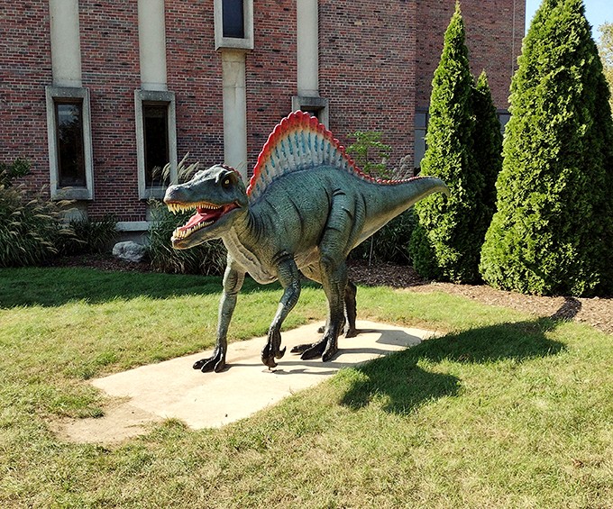 Jurassic spark of imagination! WMU's Spinosaurus statue is the perfect backdrop for impromptu paleontology lectures or practicing your best dino roar.