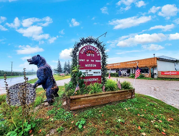 Spirit of the Woods or Stuffed Animal Soiree? At Guntzviller's, nature's finest pose for eternity in a rustic setting that's part museum, part wilderness adventure.