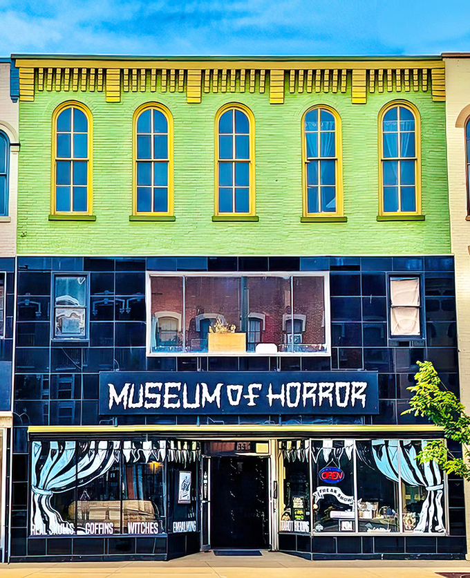 Skulls, coffins, and witches, oh my! This lime-green building houses a treasure trove of spine-tingling curiosities.