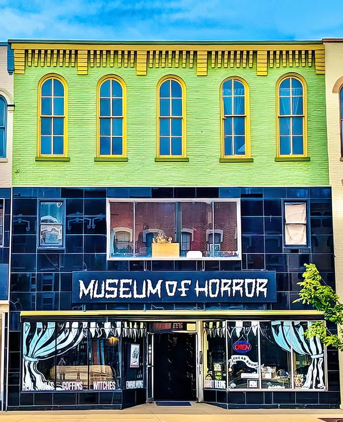 Skulls, coffins, and witches, oh my! This lime-green building houses a treasure trove of spine-tingling curiosities.