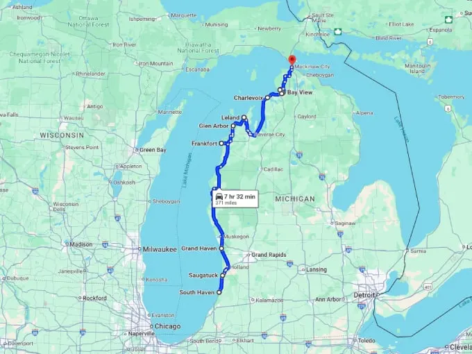 23 michigan lakeside towns map