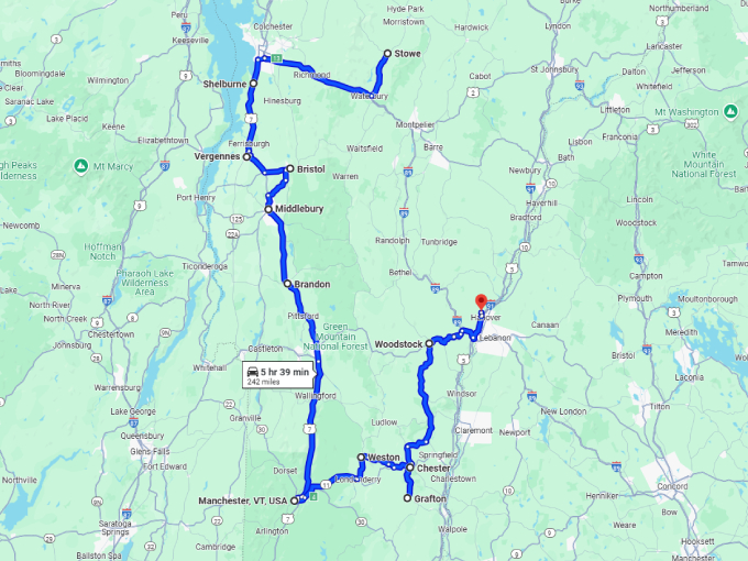 25 quaint vermont road trip map