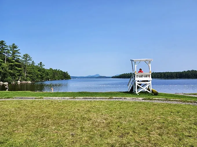 Lifeguard on duty: Mother Nature! Sebec Lake's crystal waters and pristine shore at Peaks-Kenny State Park invite you for a refreshing dip.