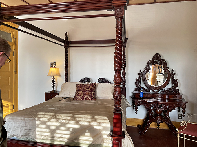 Sleep like a king (or queen) in this regal four-poster bed. Just don't expect a pea under your mattress – comfort reigns supreme here!