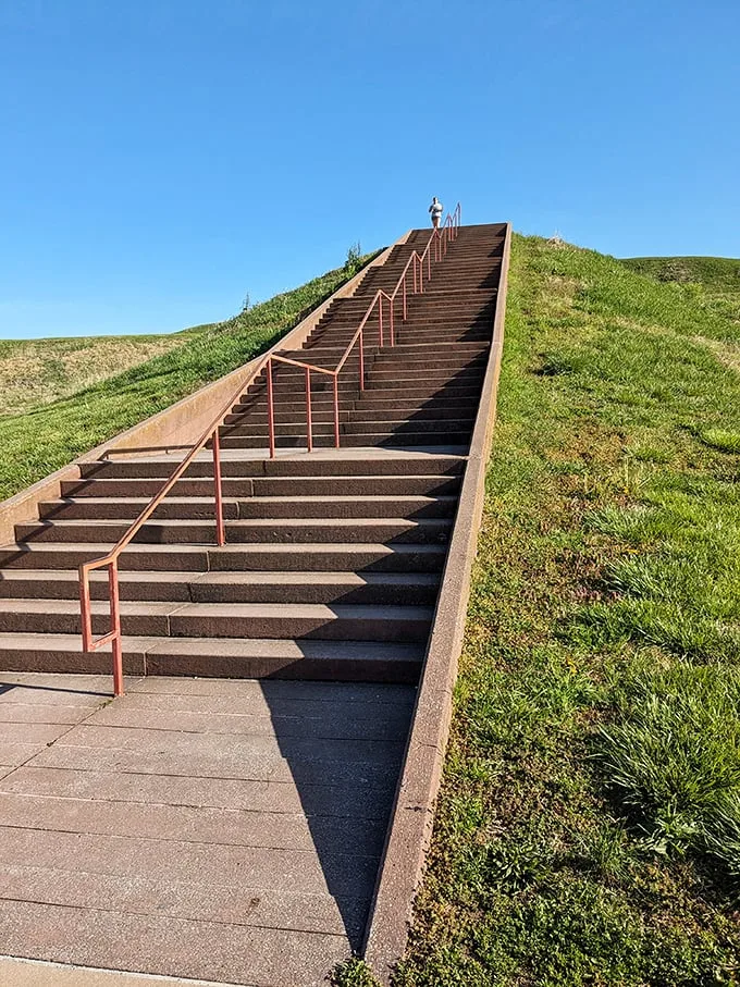 Stairway to heaven? Nope, just Monks Mound. But the view's still divine!