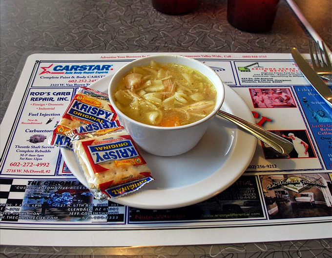 Chicken noodle soup: The cure for what ails you, even if it's just a case of the Mondays. Comfort in a cup, with a side of crackers for good measure.