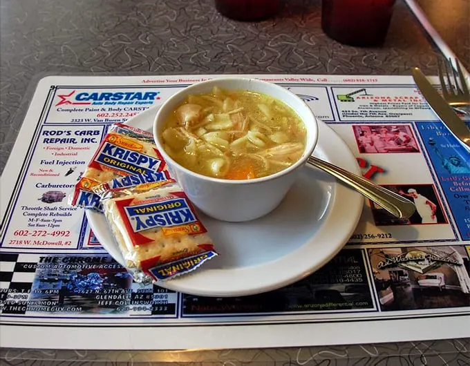 Chicken noodle soup: The cure for what ails you, even if it's just a case of the Mondays. Comfort in a cup, with a side of crackers for good measure.