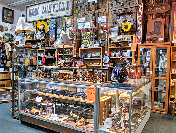 From Wild West memorabilia to kitschy knick-knacks, this booth is a gold mine for history buffs and décor enthusiasts alike.