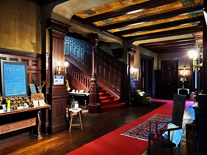 Grand entrance or time machine? This staircase looks ready for a dramatic entrance – cue the "Downton Abbey" theme music!