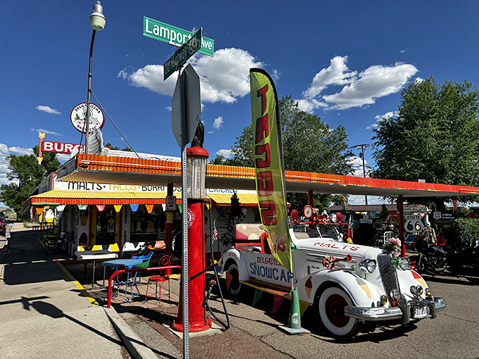Fuel up on fun! This roadside gem dishes out classic American fare with a heaping side of belly laughs.