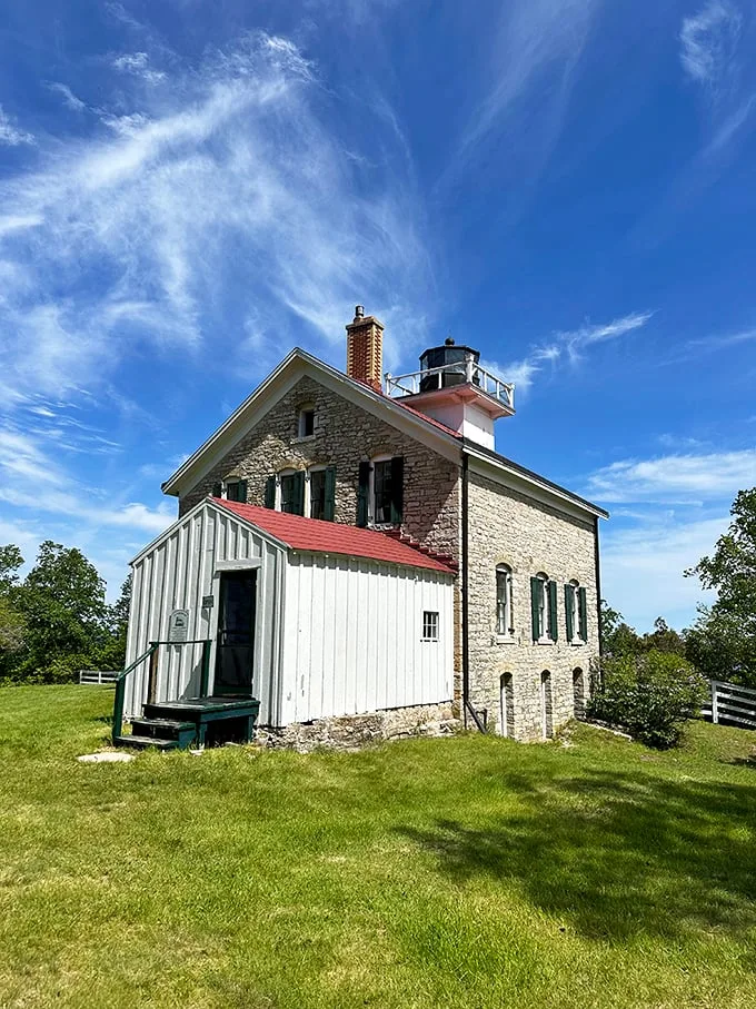 Old but gold! Wisconsin's eldest lighthouse stands proud, a testament to timeless maritime craftsmanship.