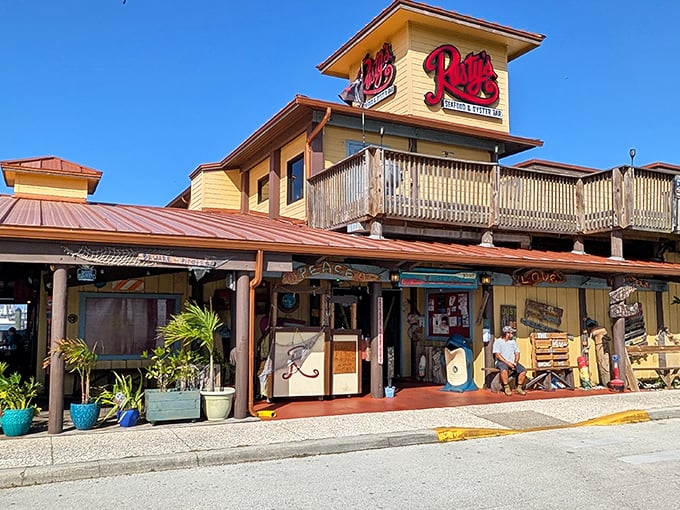 Rusty's deck: Where seafood meets sunset, and every bite comes with a side of breathtaking views. Dinner and a show!