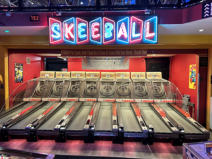 Roll up, roll up! These classic skeeball lanes are ready to test your aim and transport you straight back to boardwalk summers of yesteryear.