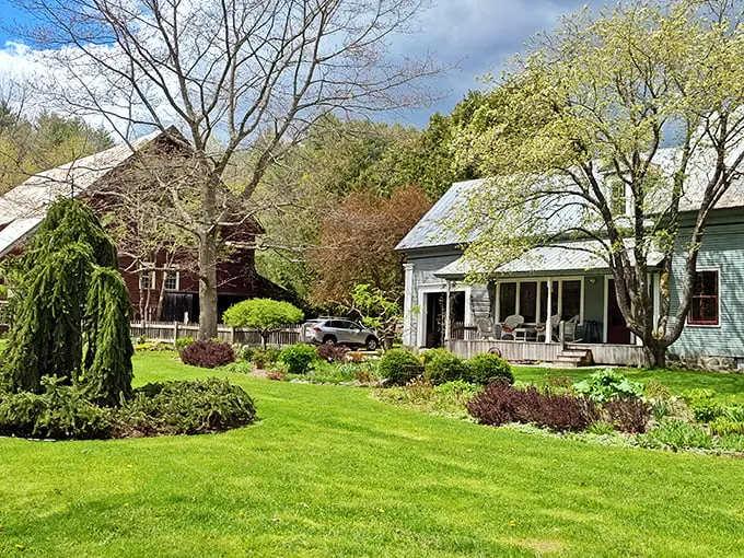 Rustic charm meets botanical bliss. These buildings look like they've stepped right out of a storybook – Snow White's cottage has nothing on this!