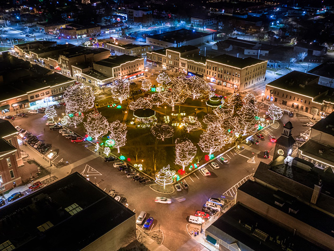 Woodstock's town square: Where every day feels like Christmas, not just Groundhog Day!