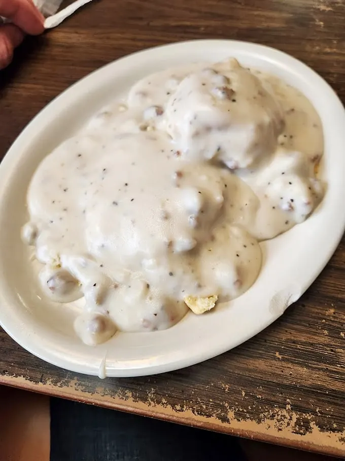 Gravy so good, you'll want to swim in it. These biscuits are the life rafts in a sea of creamy, peppery bliss.