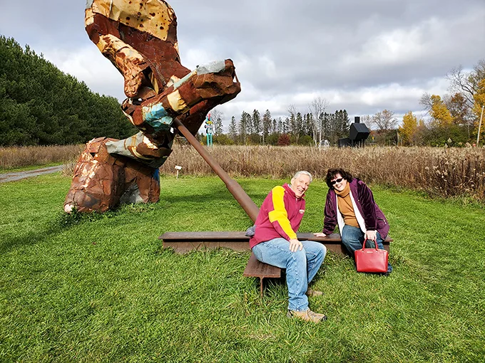 "Even sculptures need a break sometimes." This piece reminds us that art imitates life, even when it comes to taking a load off.