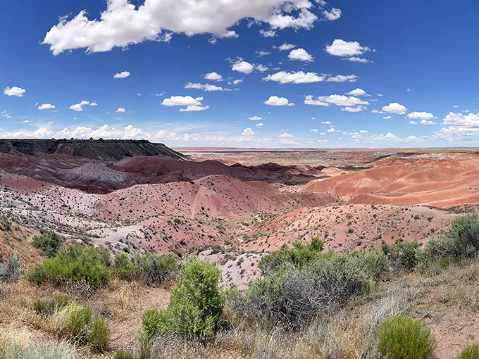Fifty shades of... well, everything! This vista's got more colors than a tie-dye convention. Eat your heart out, Bob Ross!