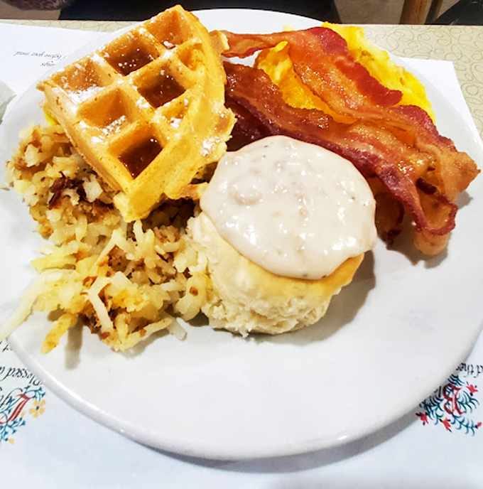 Breakfast of champions or cardiac event waiting to happen? Either way, this hearty spread is guaranteed to fuel your Amish country adventures.