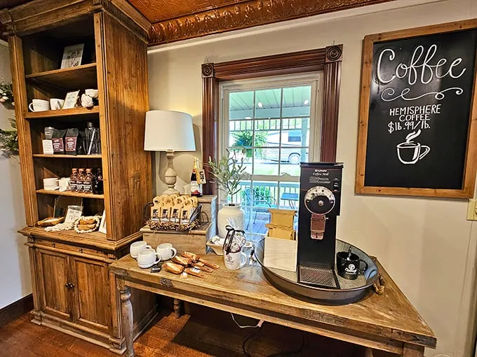 Coffee station or flavor laboratory? This cozy corner is where liquid energy meets chocolatey indulgence. Morning routines, beware!