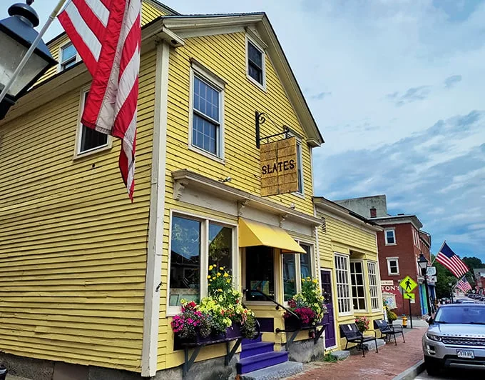 Yellow means go... straight to Slate's! This sunny spot is the perfect refueling station for hungry travelers.