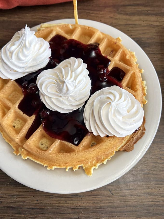 Blueberry waffle that's berry, berry good! Crispy, fluffy, and fruity – it's the breakfast trifecta.