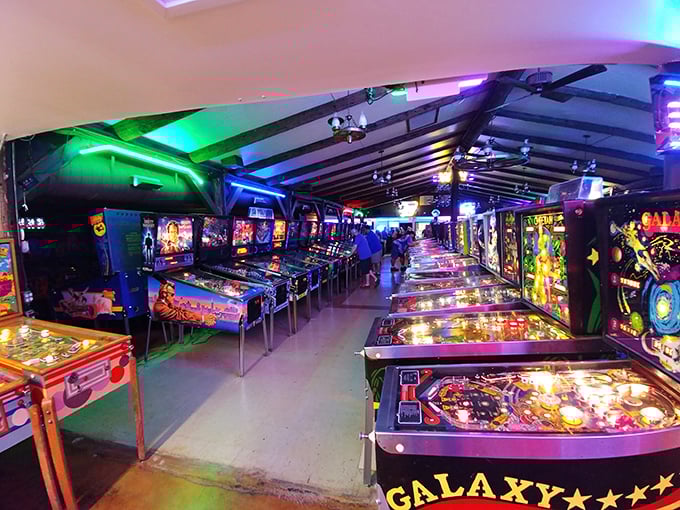 Each machine tells a story, from classic tales of yore to modern epics – it's like a library, but with more flashing lights and less shushing.