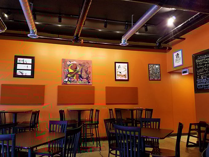 Orange you glad they chose such a vibrant color scheme? It's like eating inside a sunset!
