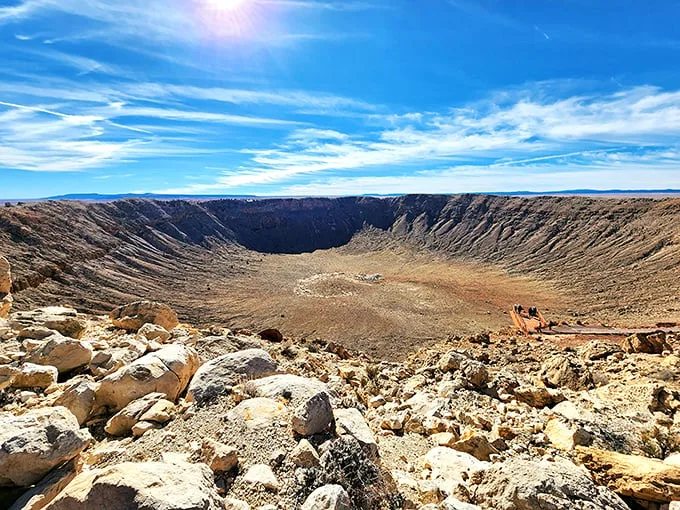 Crater expectations! This celestial dent in the Earth's surface is a stellar addition to any road trip itinerary.