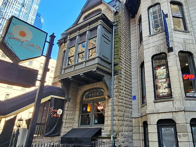 Sunny Side Up: Breakfast with architectural flair! This spot looks like it could turn even Dracula into a morning person.