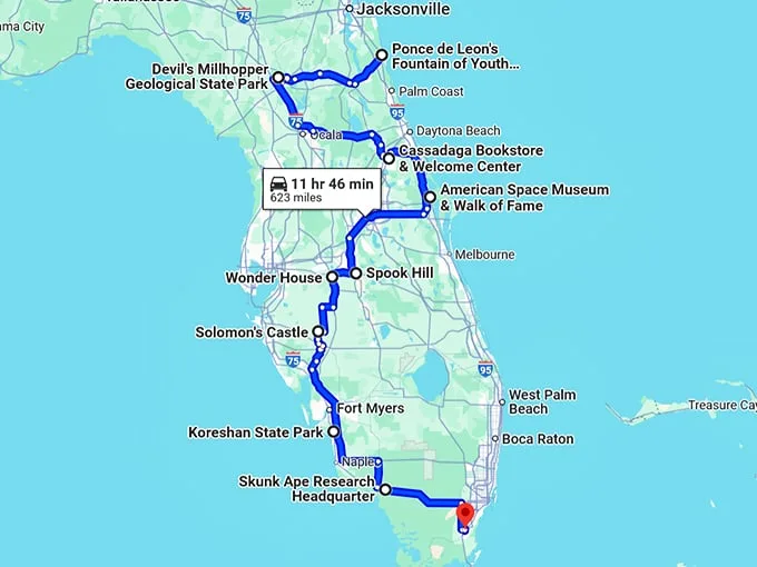 wonderfully-odd-florida-spots map