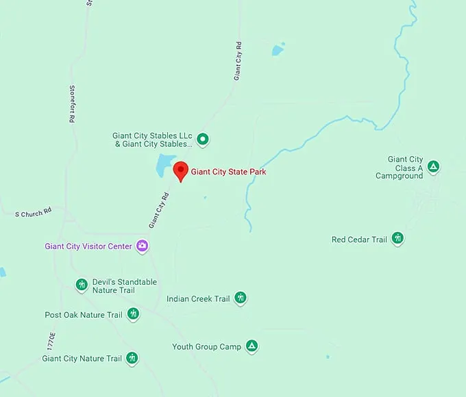 16 giant city state park map