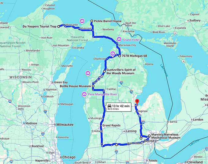 wacky-michigan-museums map