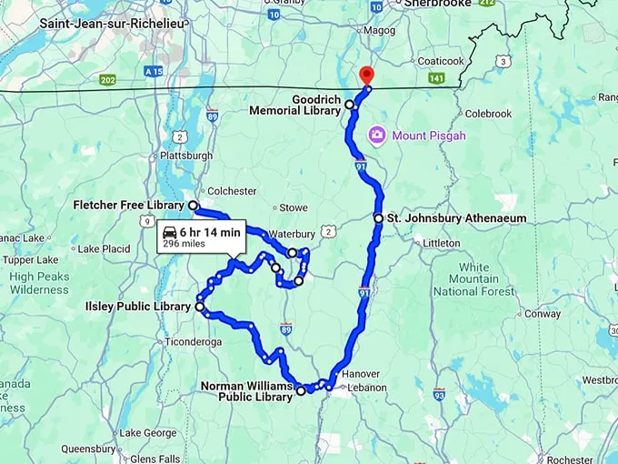 architectural road trip vermont map