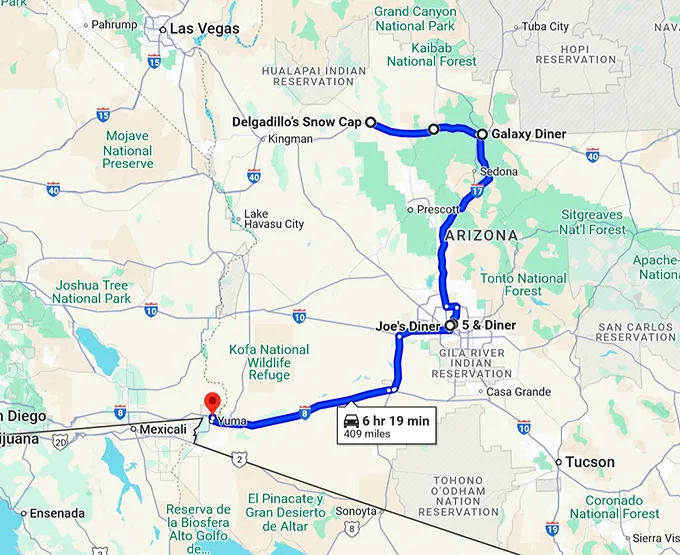 arizona milkshake spots trip map