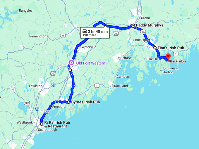 maine hidden irish taverns map