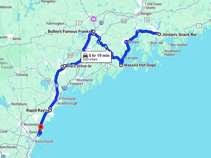 maine hot dog joints map
