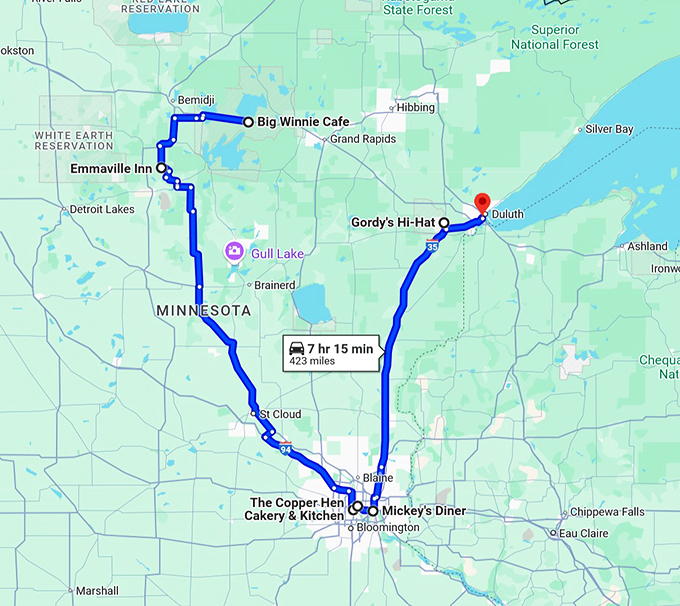 minnesota comfort food trip map