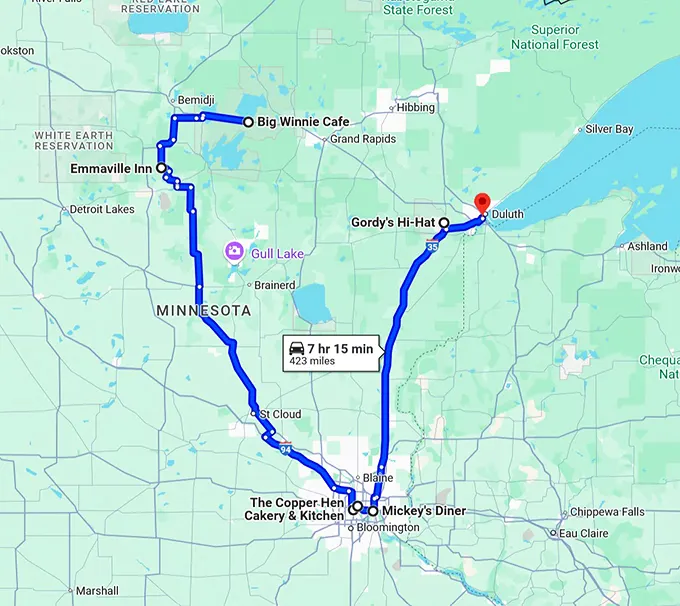 minnesota comfort food trip map