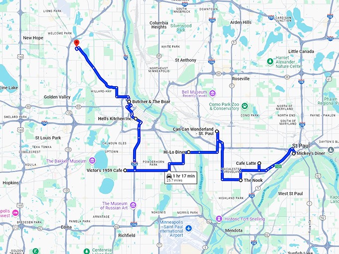 minnesota quirky road trip map