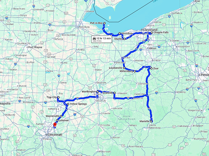 ohio unforgettable small towns map