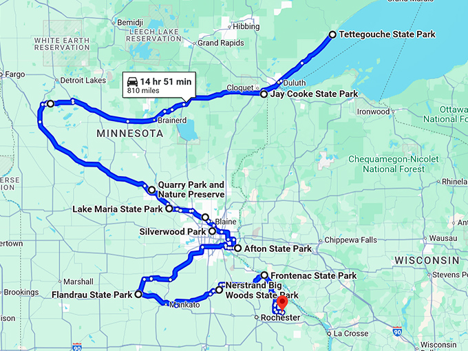 relaxing road trip minnesota map