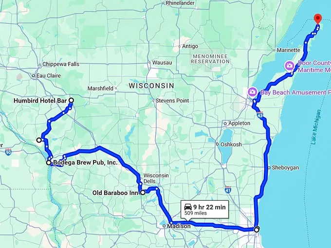 spooky pubs wisconsin map
