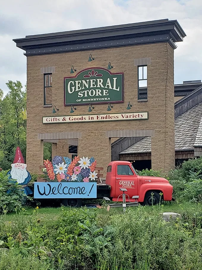 Welcome to wonderland! The General Store of Minnetonka greets you with vintage charm and a gnome that's clearly living his best life.