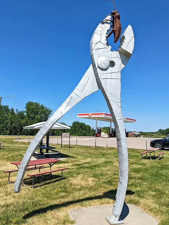 "Honey, I shrunk the pliers!" This colossal creation makes you feel like you've stepped into a handyman's fever dream.