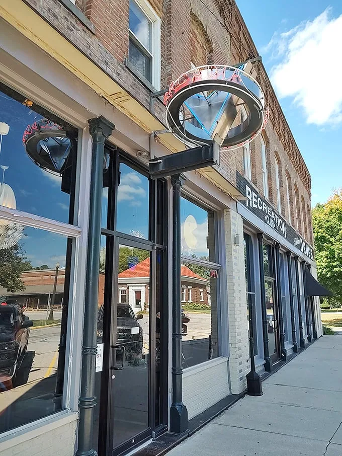 Step into a time warp! This brick facade hides a treasure trove of nostalgia, with Pac-Man himself inviting you to chomp your way through memory lane.