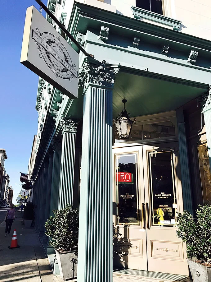 A Parisian postcard come to life! This mint-green façade beckons you into a world where Southern charm meets French flair.