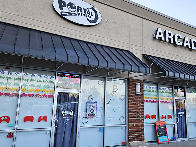Welcome to the mothership of nostalgia! Portal Pinball Arcade's exterior promises a journey back to the days when quarters were currency and high scores were bragging rights.