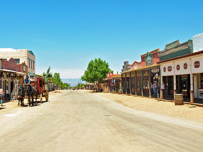 Allen Street stretches before you like a movie set come to life, where every footstep echoes with tales of the Old West's most colorful characters.