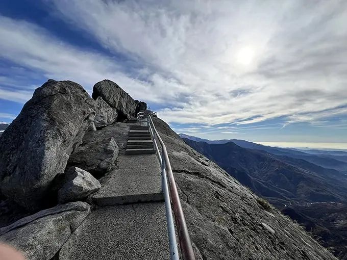 Stairway to heaven or leg day nightmare? This winding path up Moro Rock promises views that'll make you forget your burning calves.